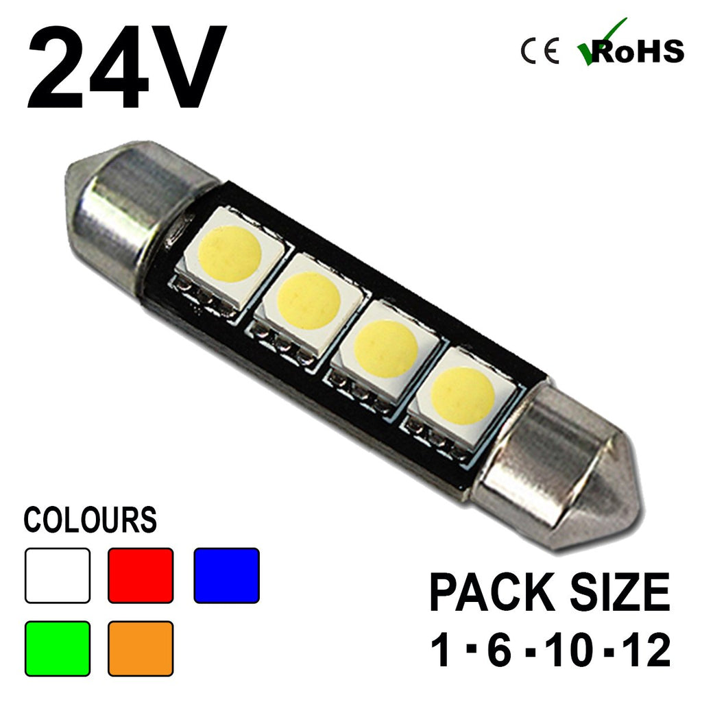 24v 42mm Festoon 264 4 SMD LED Bulb – Custom LED -Automotive LED | HID ...